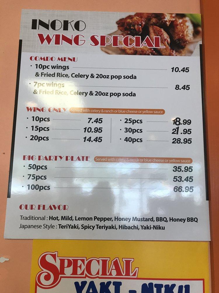Menu at Inoko Express Athens Ga restaurant, Athens, Atlanta Hwy #7