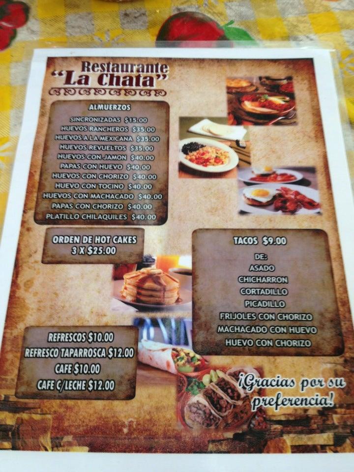 Menu at La Chata restaurant, Ciudad Frontera, Carretera 30