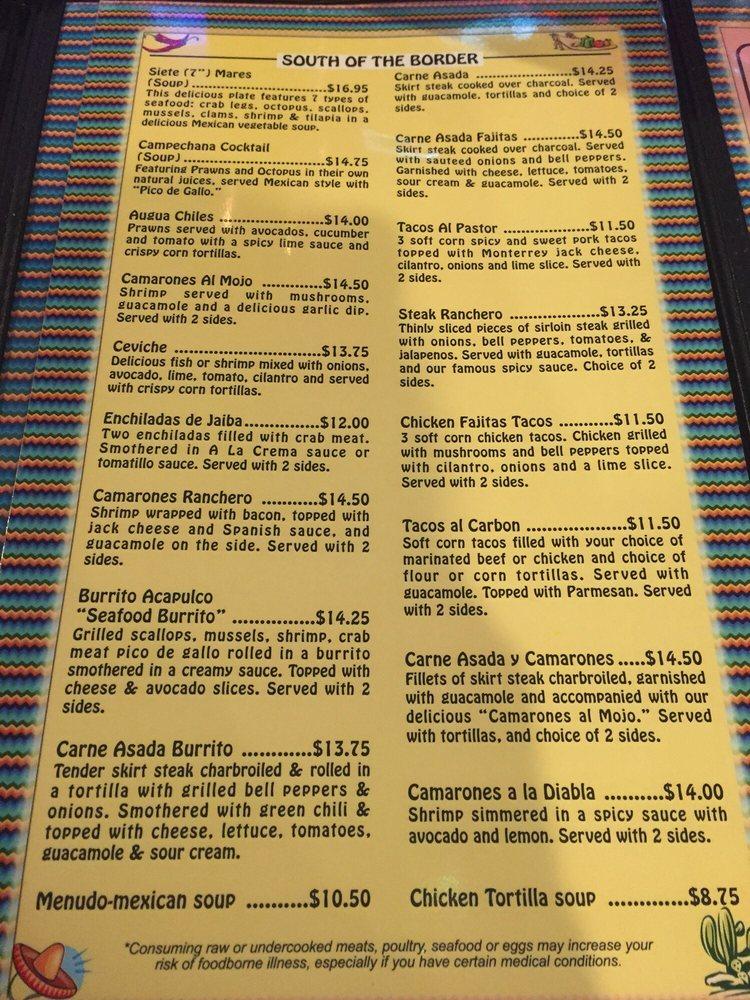 Menu at La Mission Restaurant Falcon, Falcon