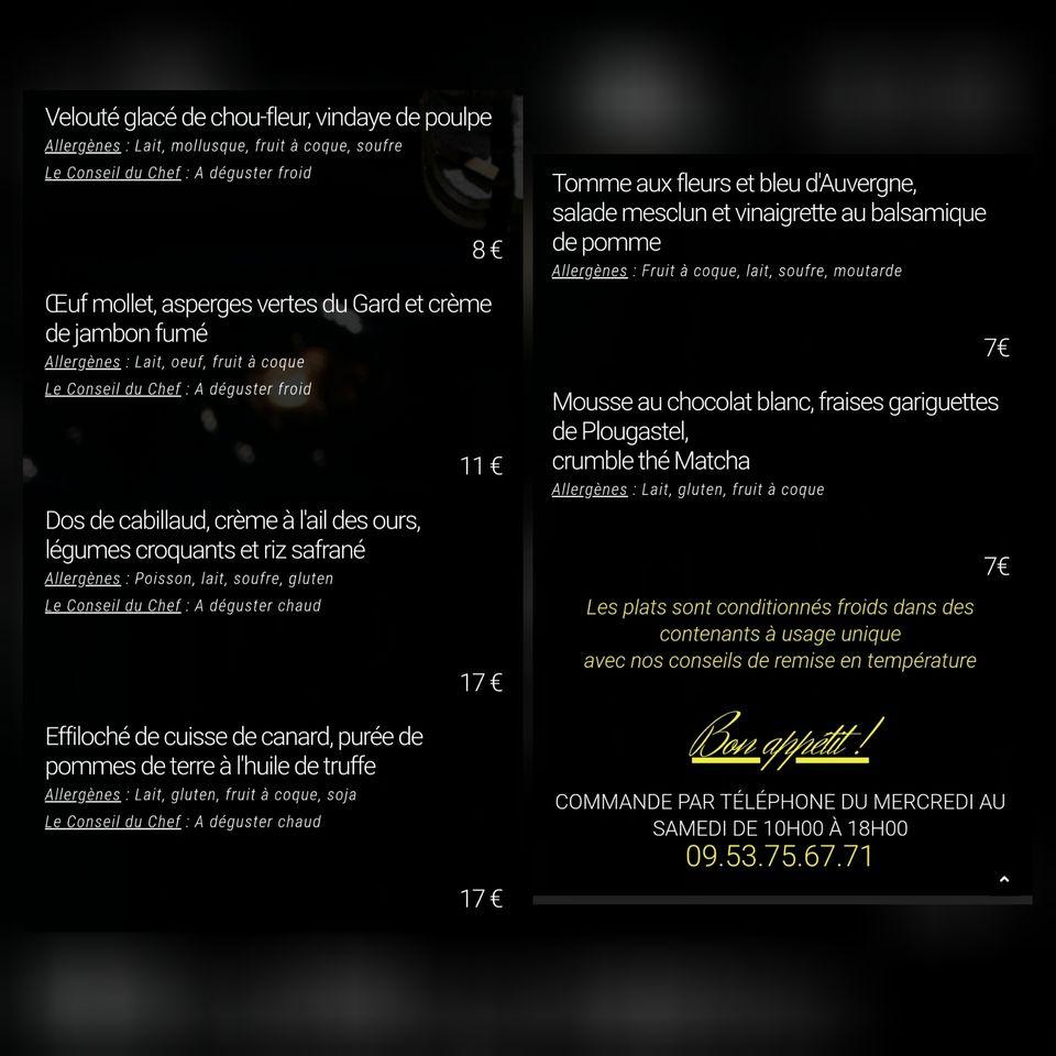 Menu at Le 975 restaurant, Paris, 185 rue Marcadet