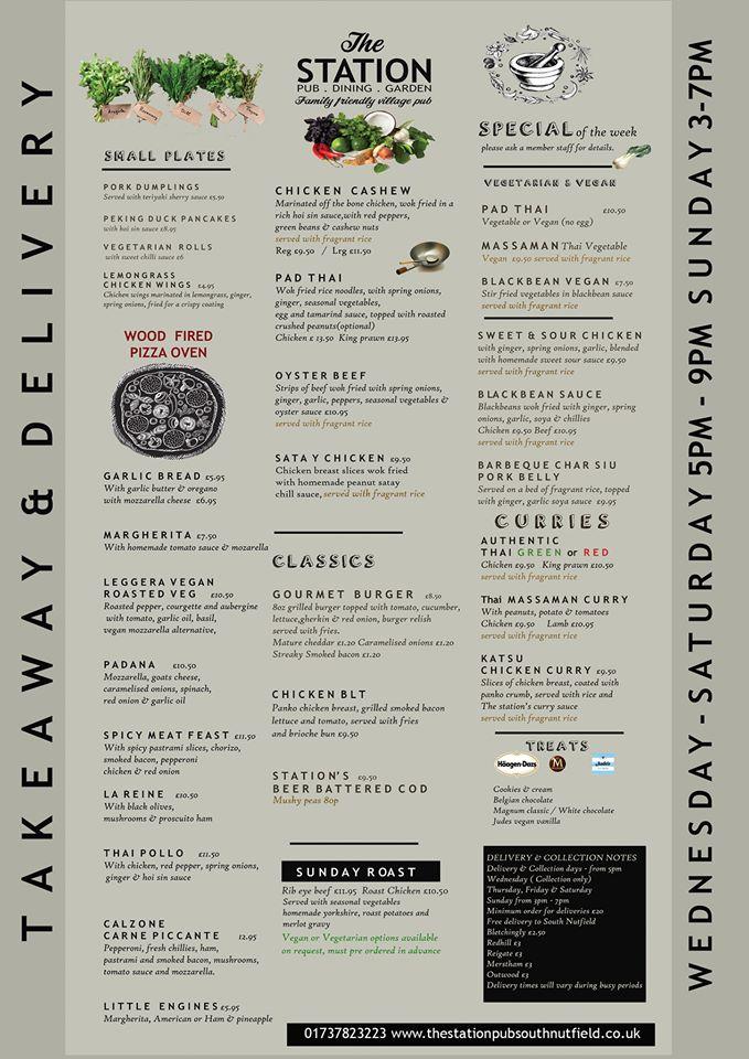 Menu at The Station Bar and Restaurant, Redhill