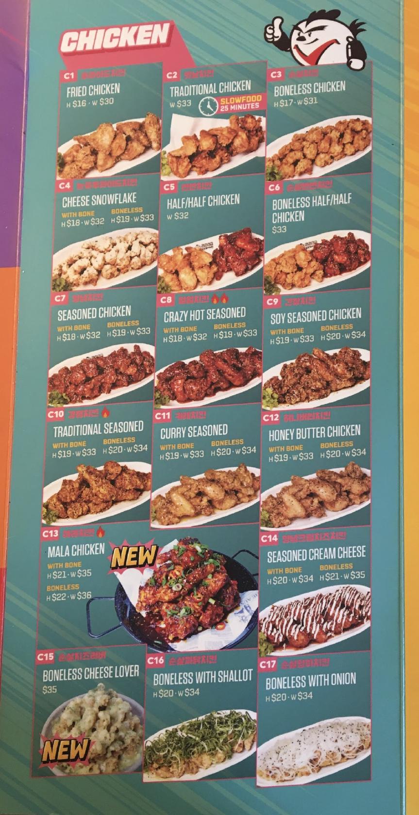 Menu at Chicken V Kellyville restaurant, Kellyville