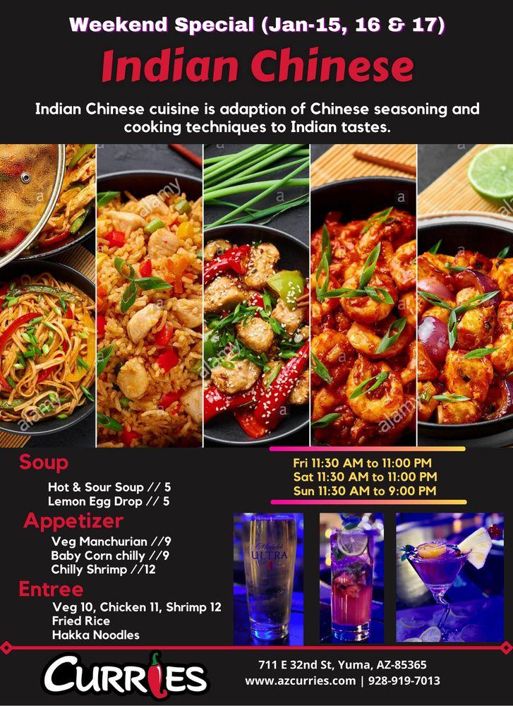 Menu at Curries Indian Cuisine and Bar, Yuma