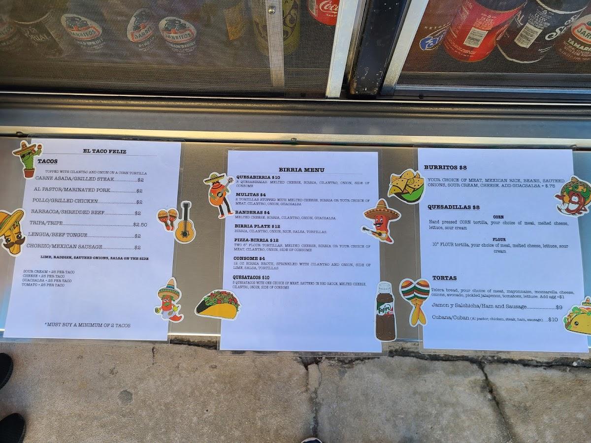 Carta del restaurante El Taco Feliz (Taco Truck), Raleigh