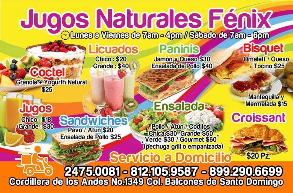 Menu at Jugos naturales "Fenix", Monterrey