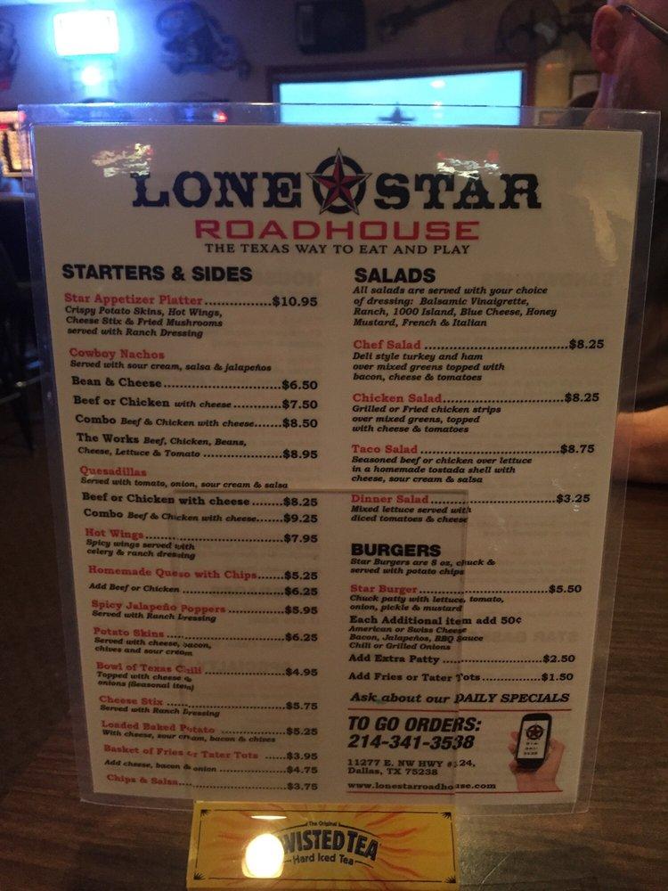 Menu at LoneStar RoadHouse pub & bar, Dallas