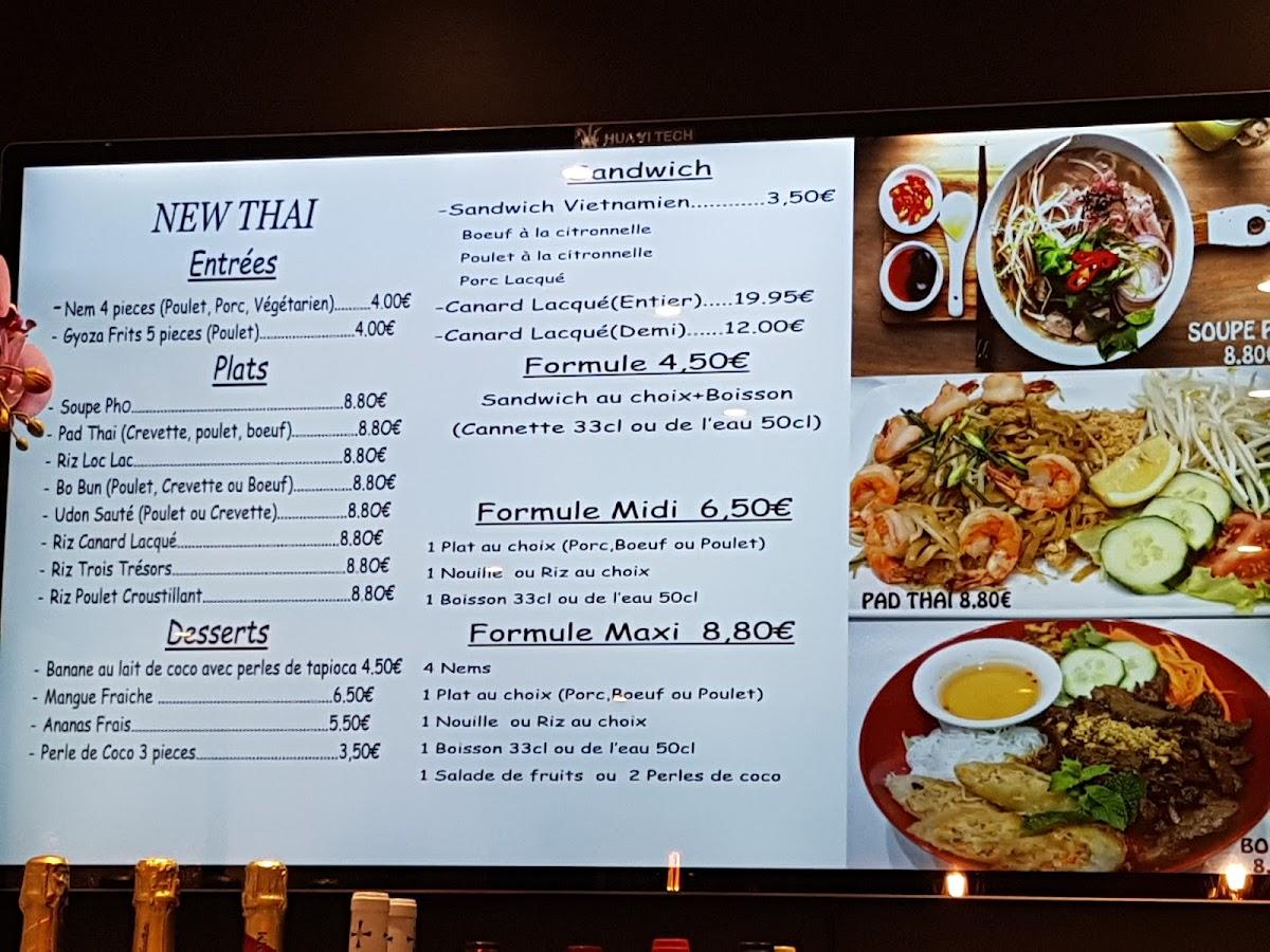 Carta del restaurante New Thai, Paris