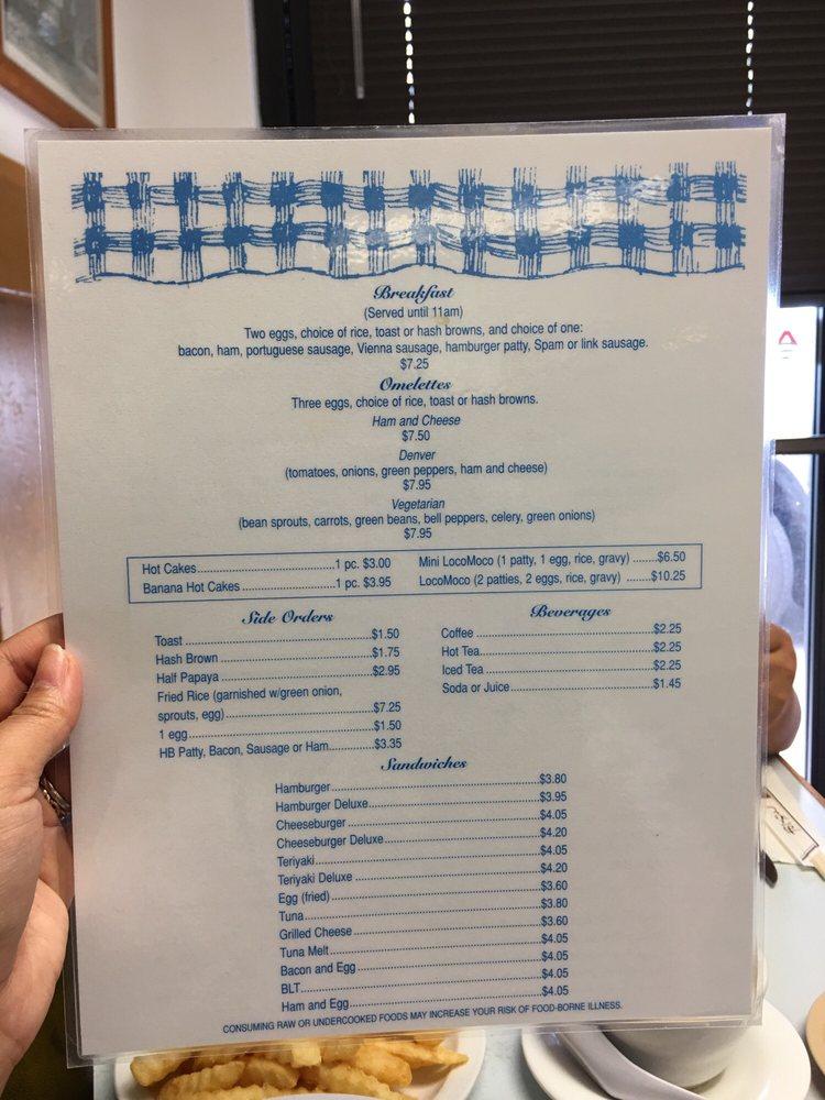 Menu at Sam Sato's Inc restaurant, Wailuku