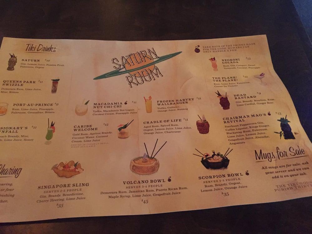 Menu at Saturn Room pub & bar, Tulsa