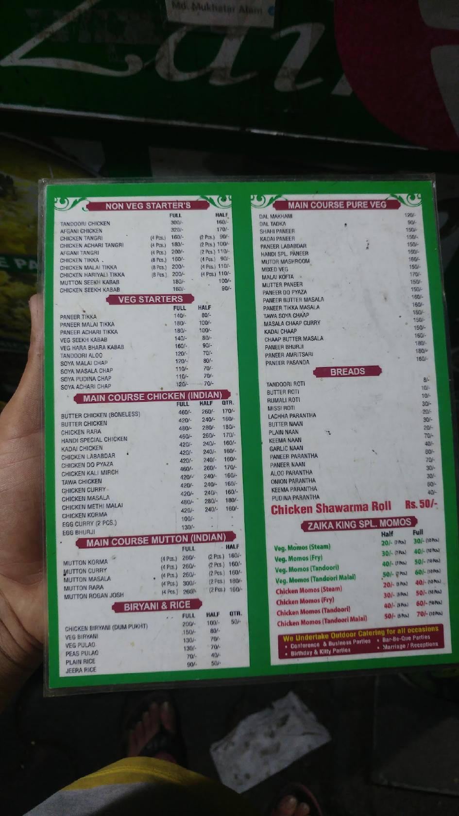 Menu at The Zaika King, Noida, 1A