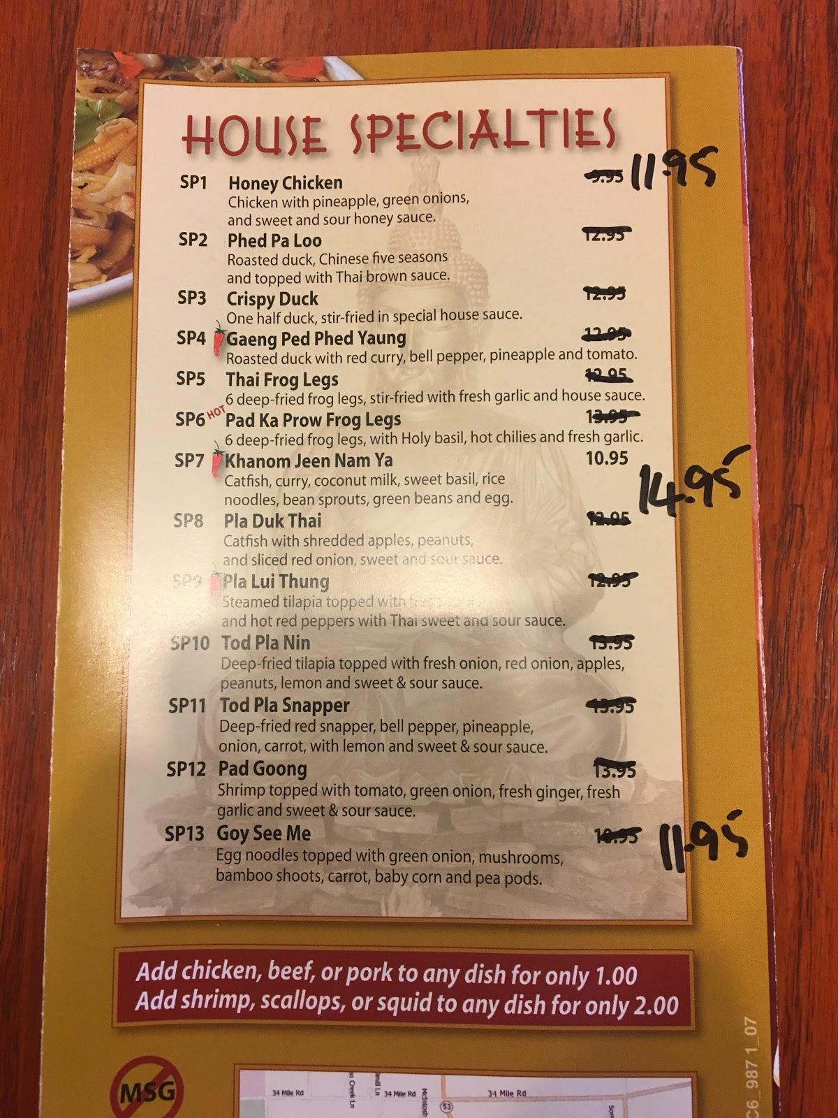 Menu at Golden Buddha Thai Cuisine restaurant, Romeo