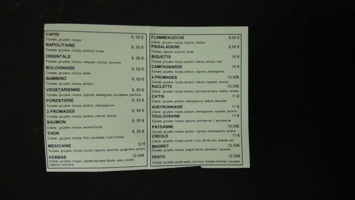 Menu at Pizza’iolo Chez Pat pizzeria, Toulouse