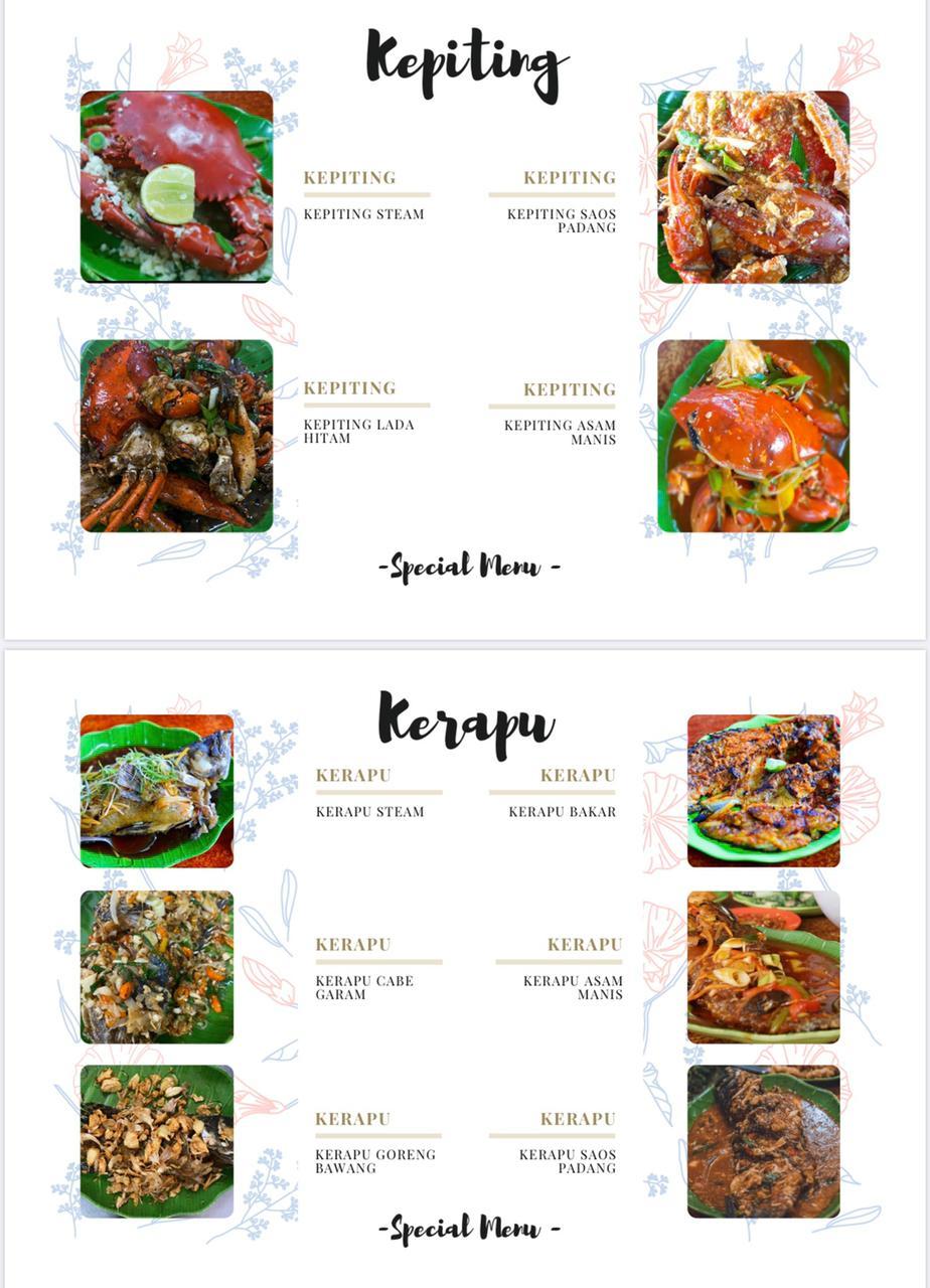 Menu at Seafood Bu Rini restaurant, Denpasar
