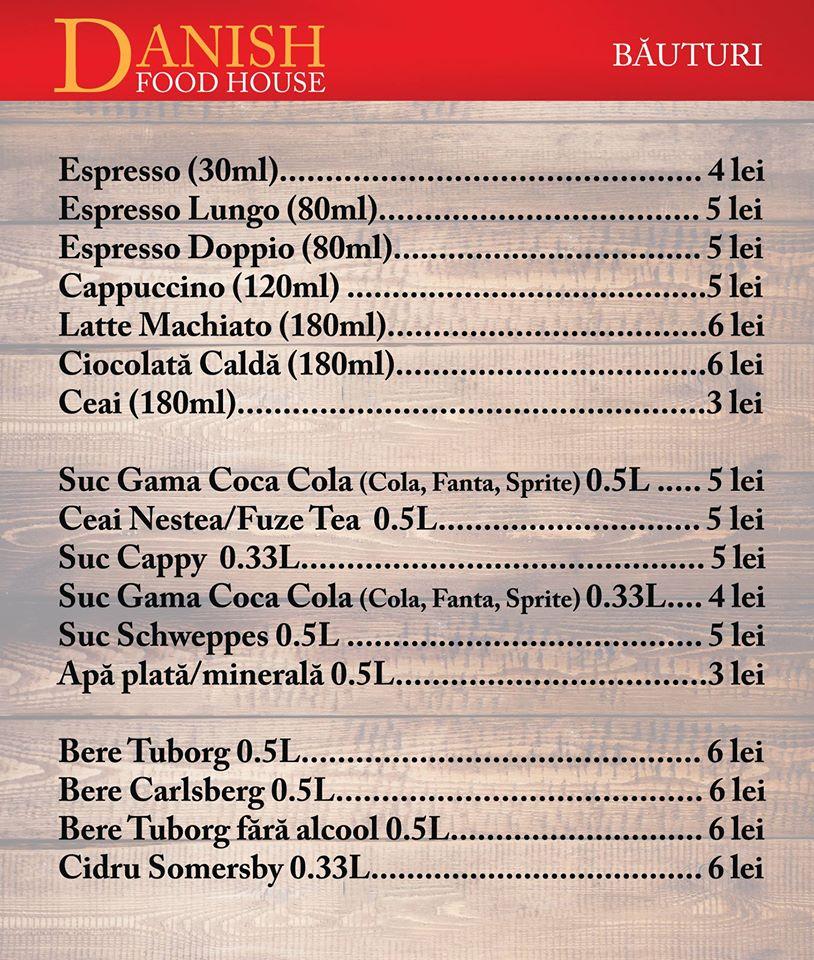 Menu at Danish Food House, Timișoara