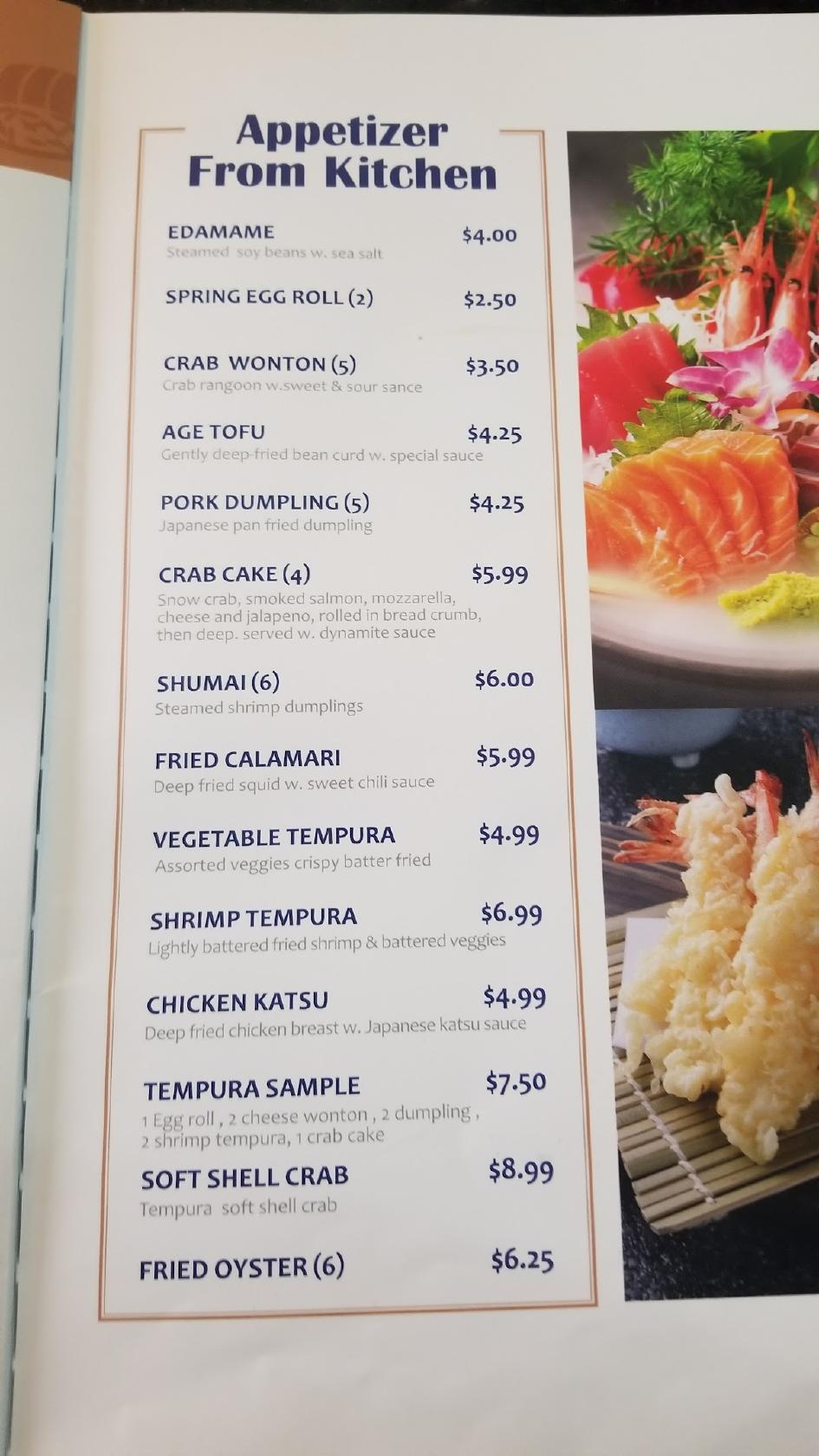 Menu at Ichiban Japanese Steakhouse & Sushi Bar, Owasso