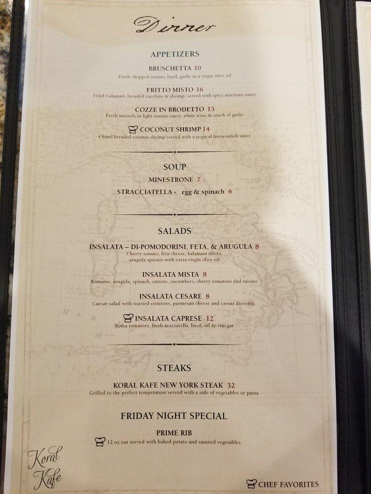 Menu at Koral Kafe Bar & Grill, Washington