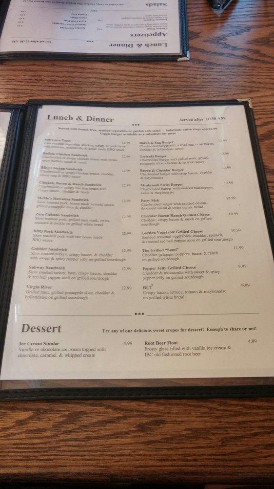 Menu at MeMe's Café cafe, Springdale