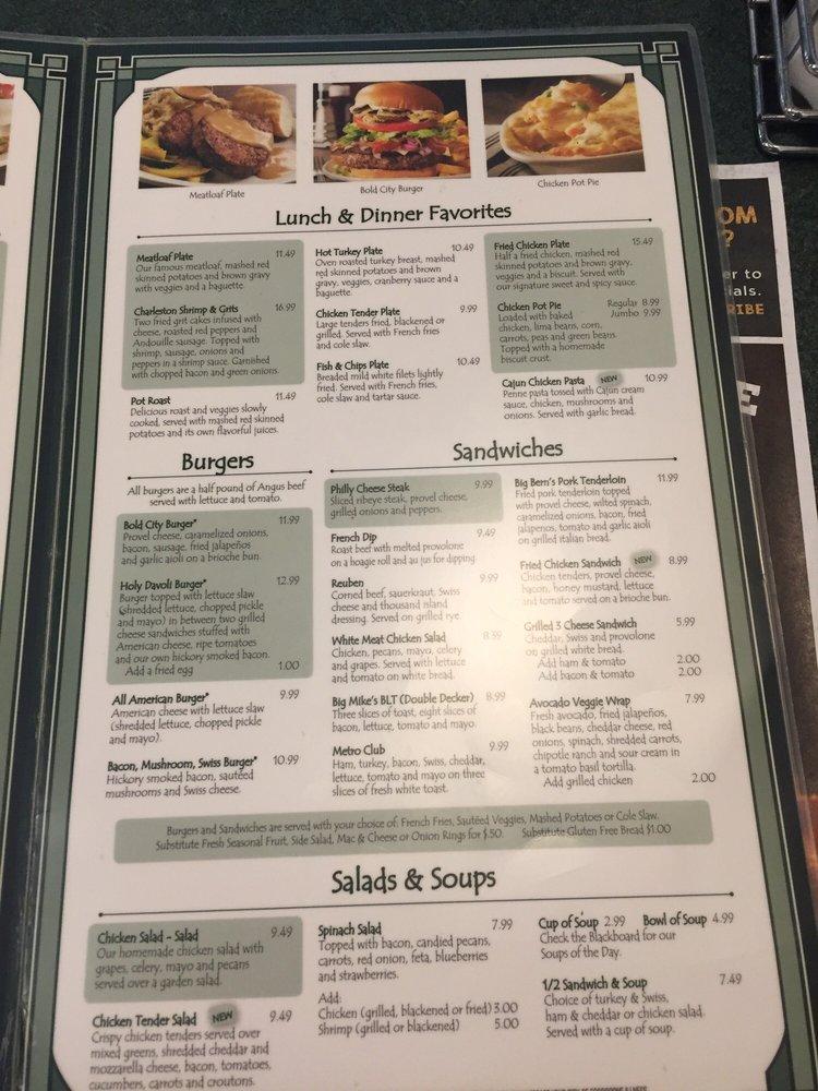 Menu at Metro Diner restaurant, Louisville