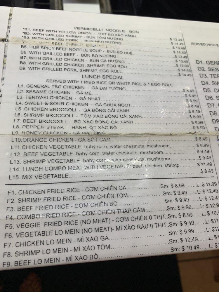 Menu at Phở 99 Vietnamese Restaurant, Navarre, Navarre Pkwy