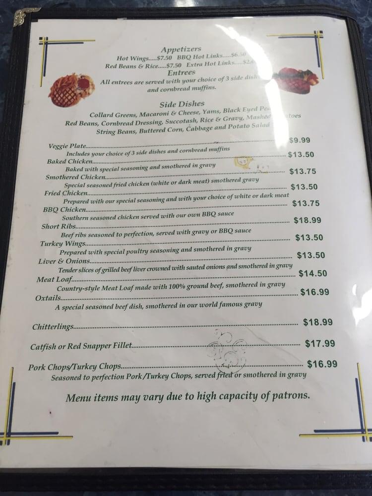 Menu at R & R Soulfood restaurant, Carson