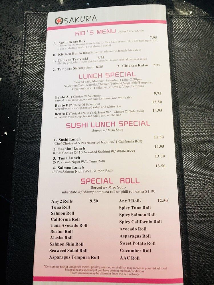Menu at Sakura Sushi & Grill restaurant, Hilo, 200 Kanoelehua Ave