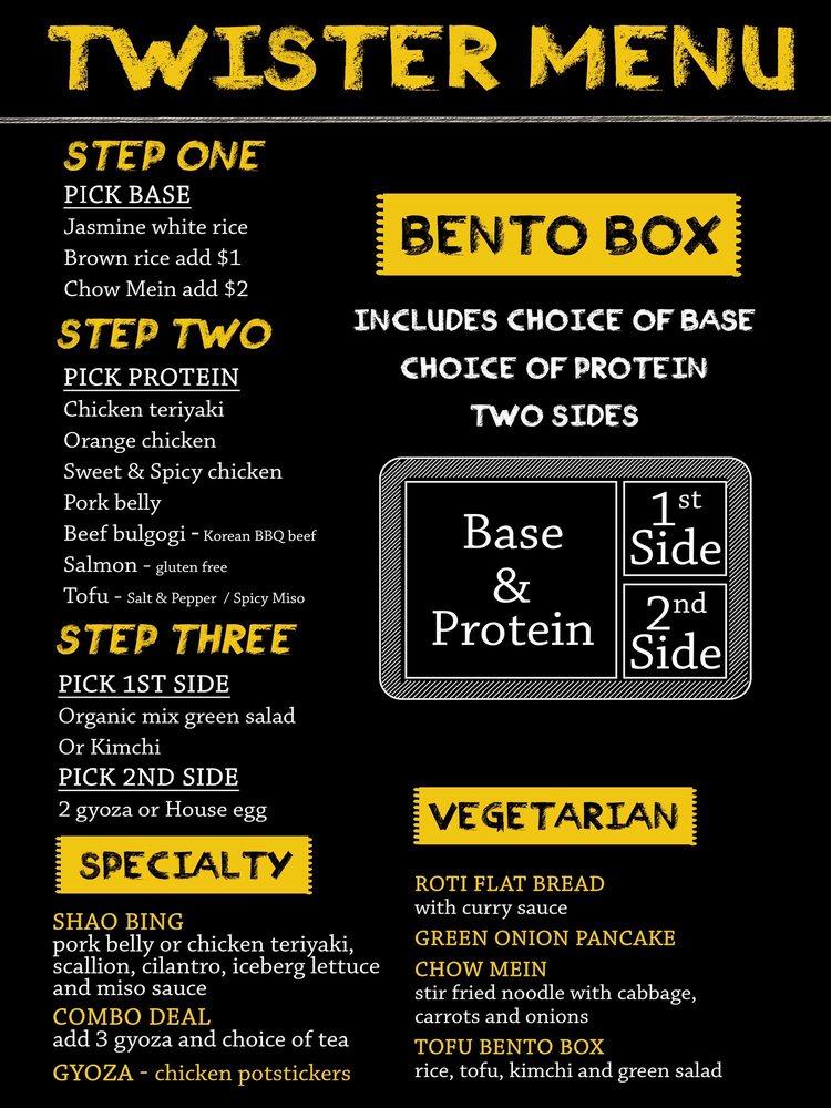 Menu at Twister Food Truck, San Jose
