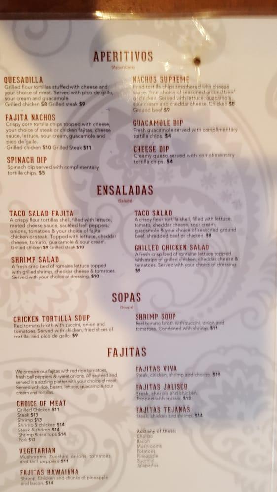 Menu at Viva Mexican Restaurant, Des Moines, Grand Ave