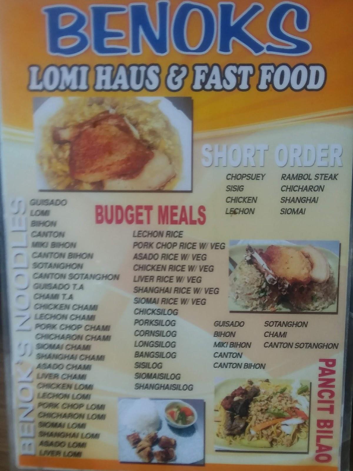 Menu at Benoks Lomi Haus restaurant, Lipa