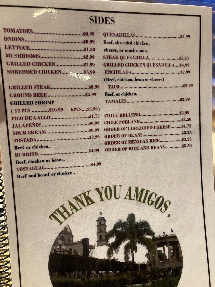 Menu at El Salto Mexican Restaurant, Chesterfield