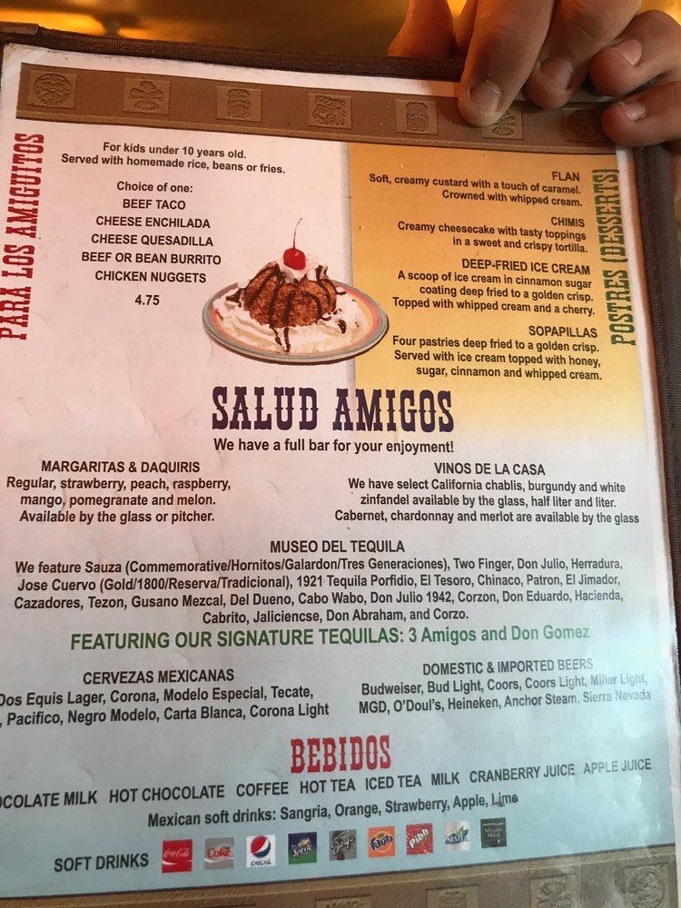 Menu at El Torero restaurant, Burson