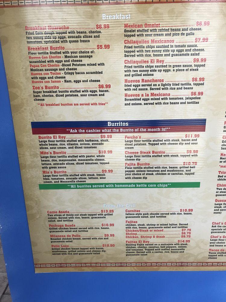 Menu at La Cocina Del REY restaurant, Grovetown