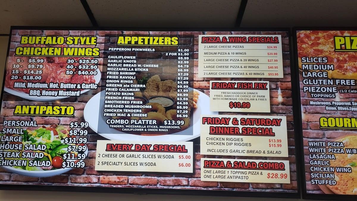 Menu at Sinatra's Pizzeria -Rome, Rome