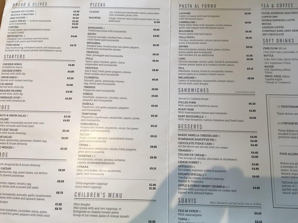 Menu at The Old Guinea restaurant, Potters Bar