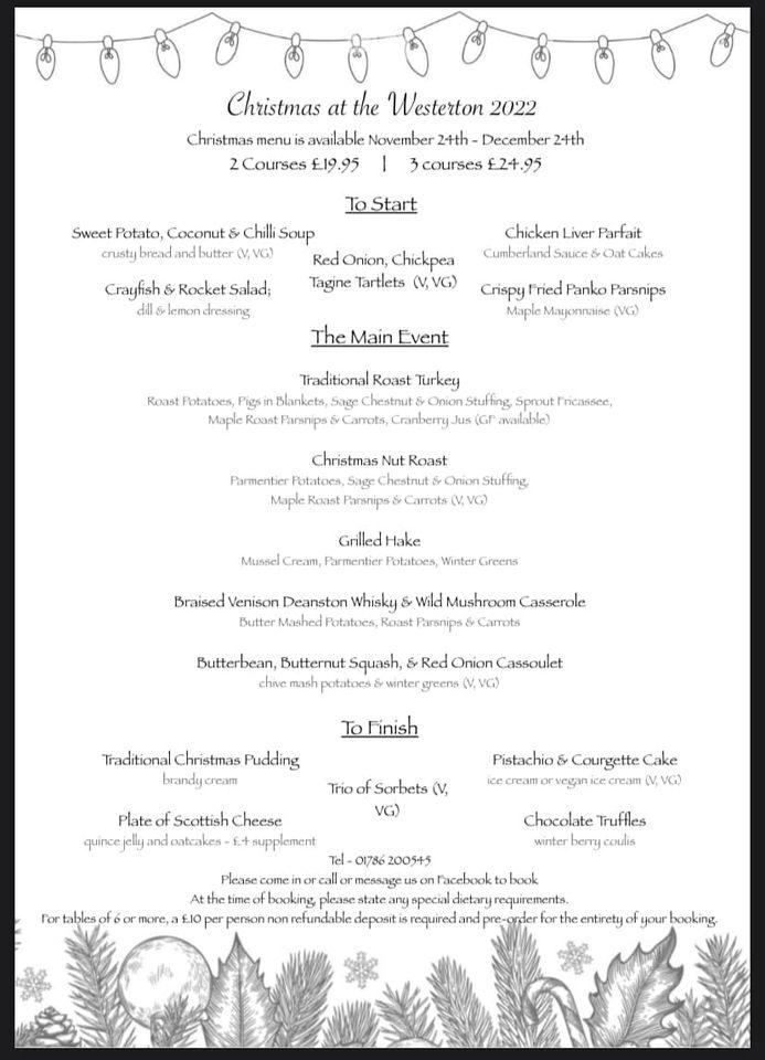 Menu at Westerton Arms pub & bar, Stirling