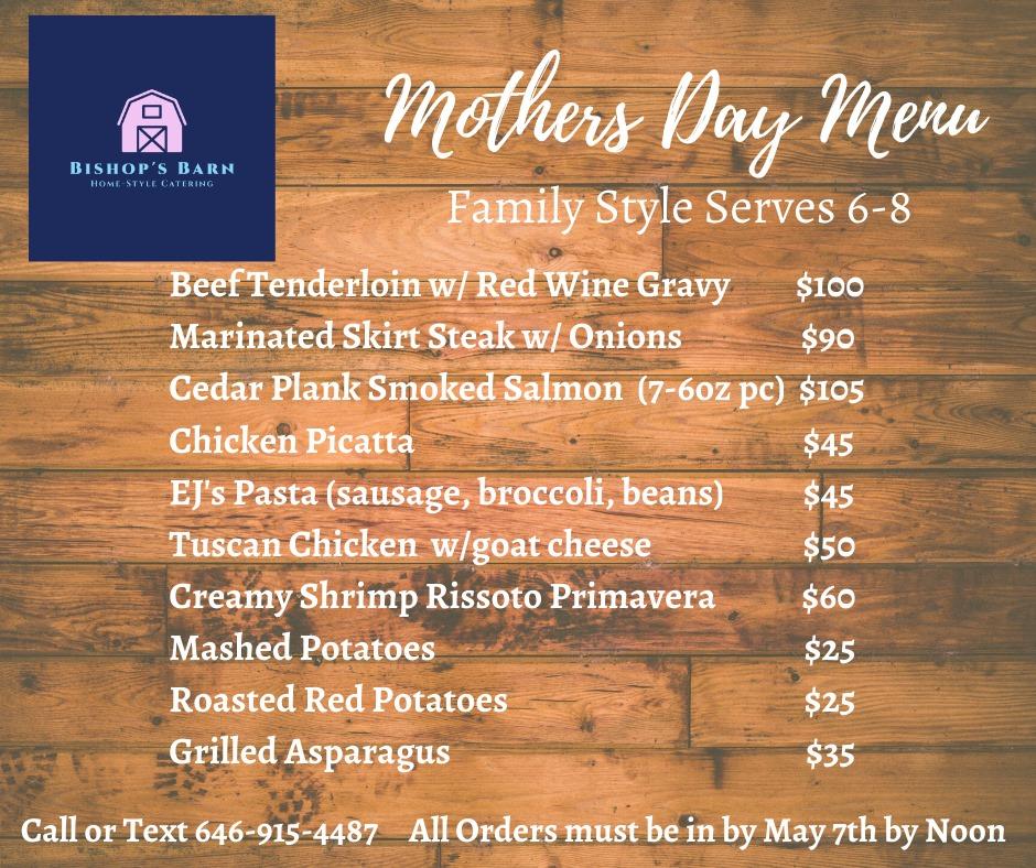 Menu at Bishop’s Barn Catering, New York City