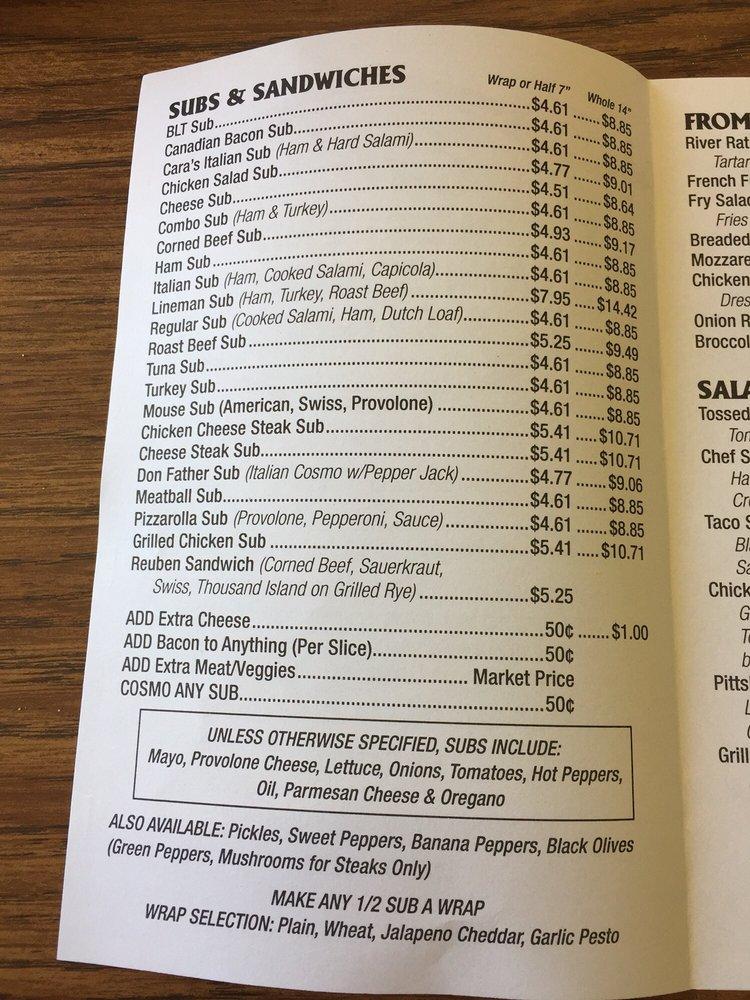 Menu at Erb's West End Family Market and Catering pizzeria, Williamsport
