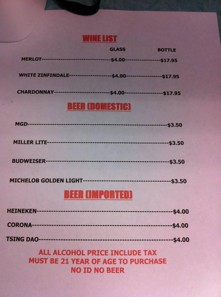 Menu at Four Seas Buffet restaurant, Sauk Centre