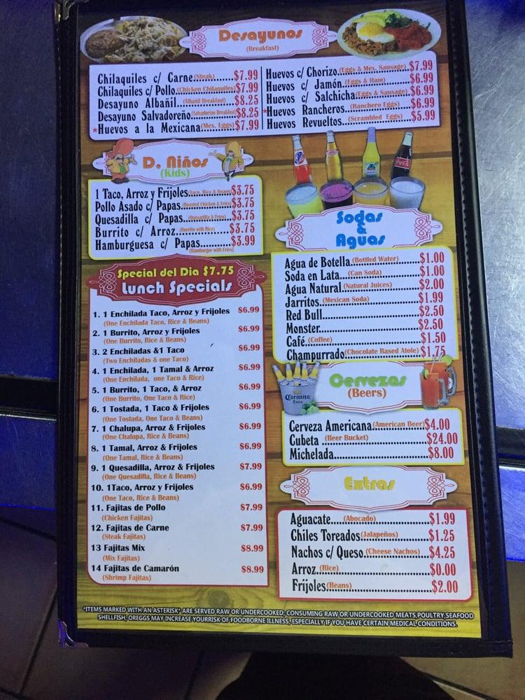 Menu at Los Ranchos Latinos restaurant, Norcross