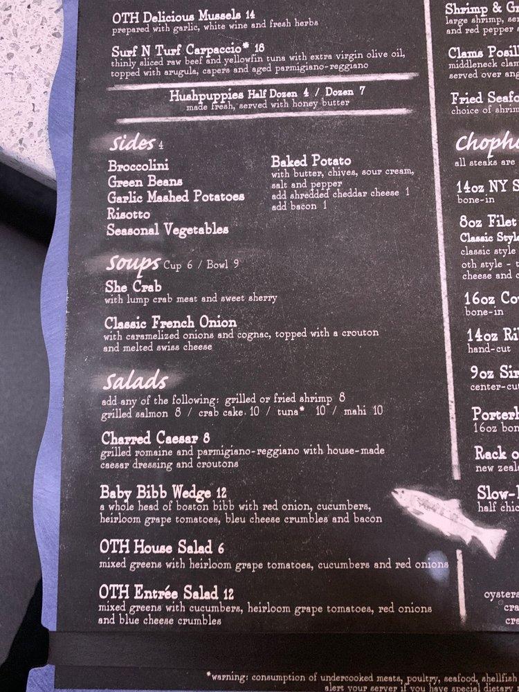 Menu at Off the Hook Seafood & Chophouse steakhouse, Norfolk