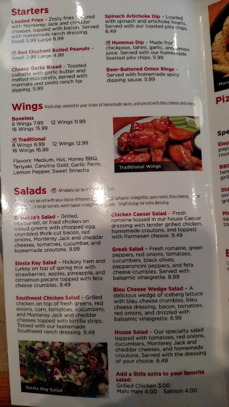 Menu at Red Elephant Pizza & Grill pizzeria, Dothan