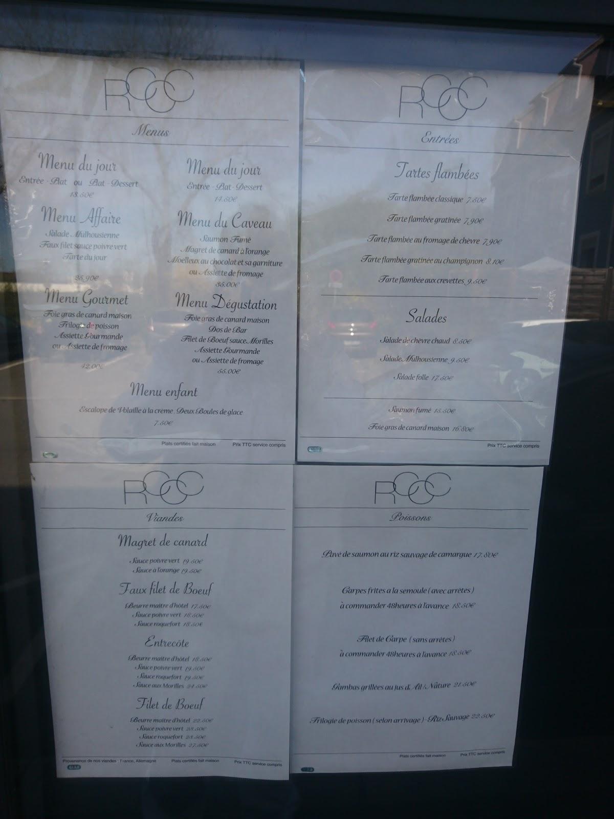 Menu au Restaurant Caveau Chez Claude, Mulhouse
