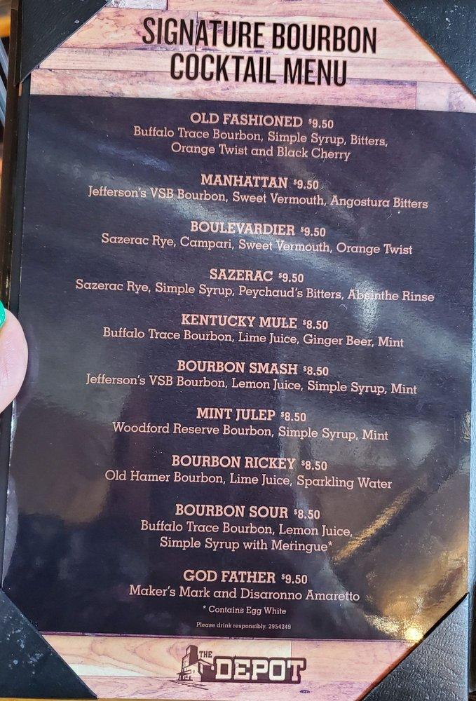 Menu at The Depot restaurant, Greenfield