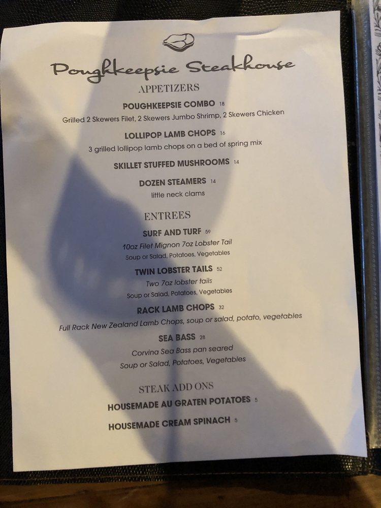 Menu at Poughkeepsie Steakhouse, Poughkeepsie
