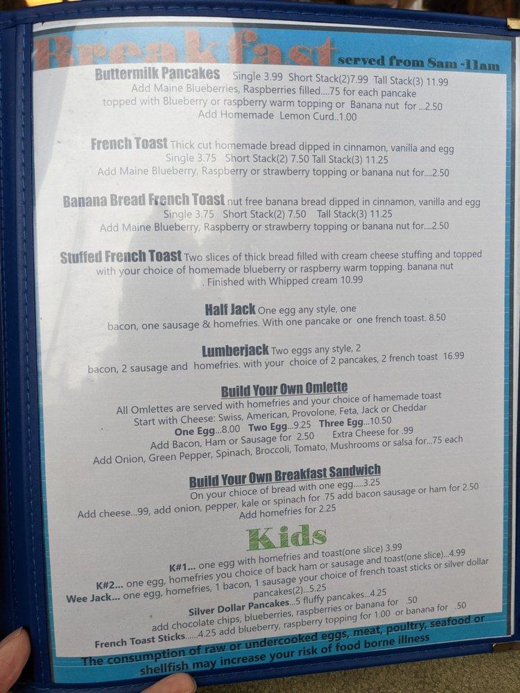 Menu at Ralph's Cafe, Brooks