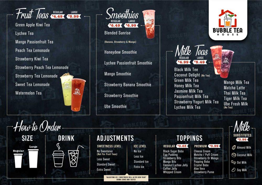 Menu at Bubble Tea House pub & bar, Bentonville
