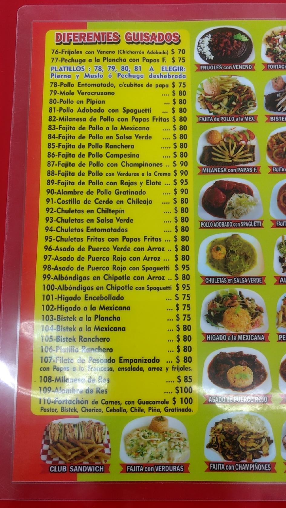 Carta del restaurante El Antojo Veracruzano, Reynosa