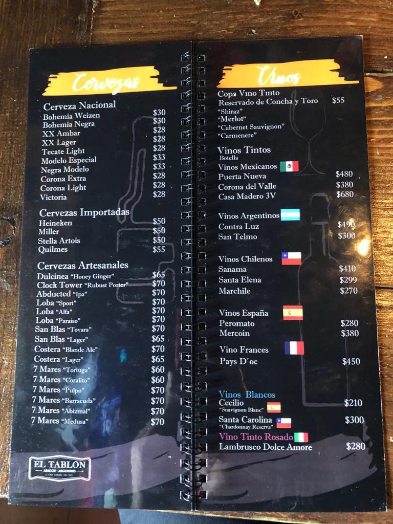 Menu at El Tablón - Restaurant Argentino, Guadalajara
