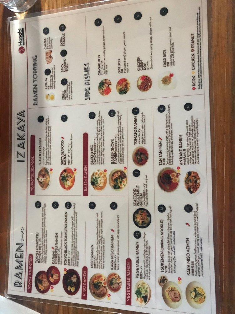 Menu at Hanabi Ramen Carrollton restaurant, Carrollton