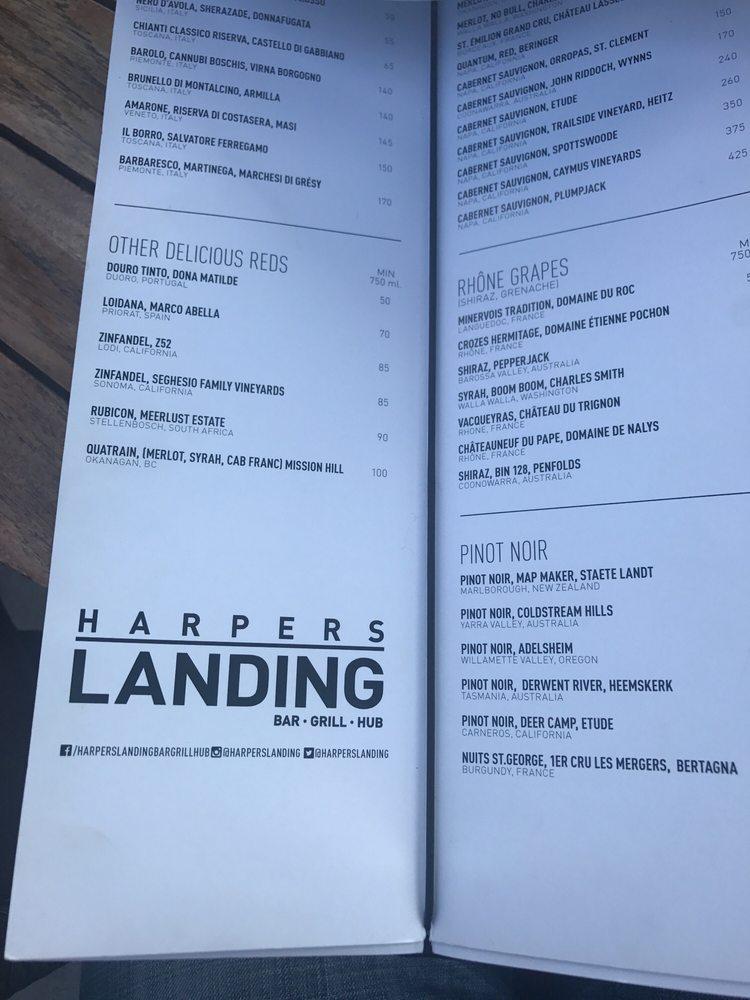 Menu at Harpers Landing pub & bar, Oakville