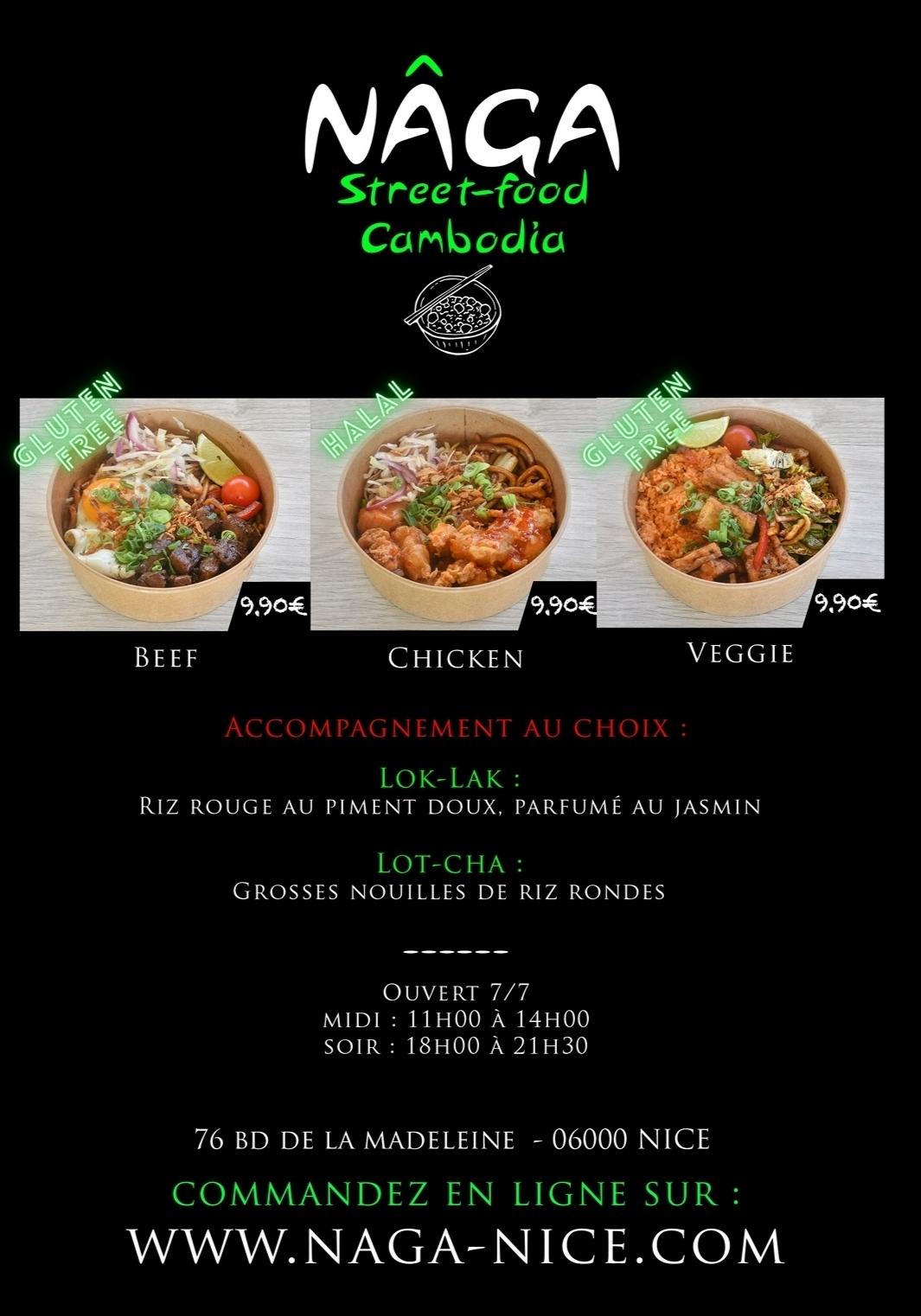 Menu at NÂGA Street-food Nice restaurant, Nice